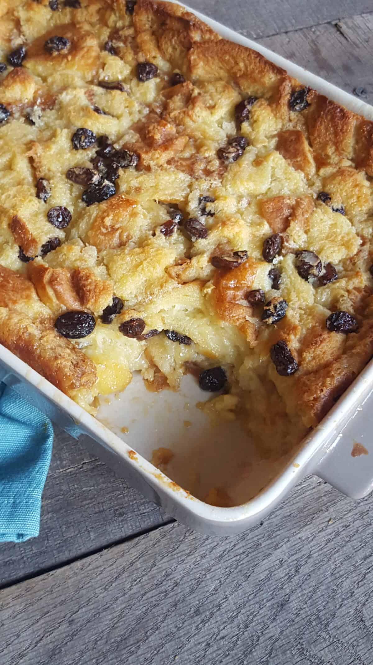Honey Bread Pudding with Raisins and Vanilla Sauce - Grits and Gouda