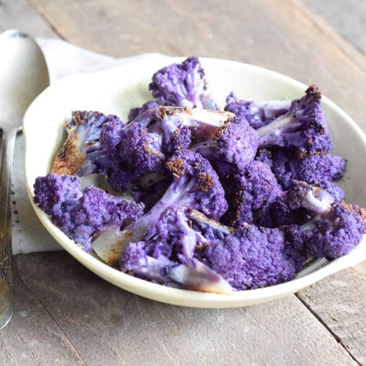 Roasted Purple Cauliflower - Grits and Gouda