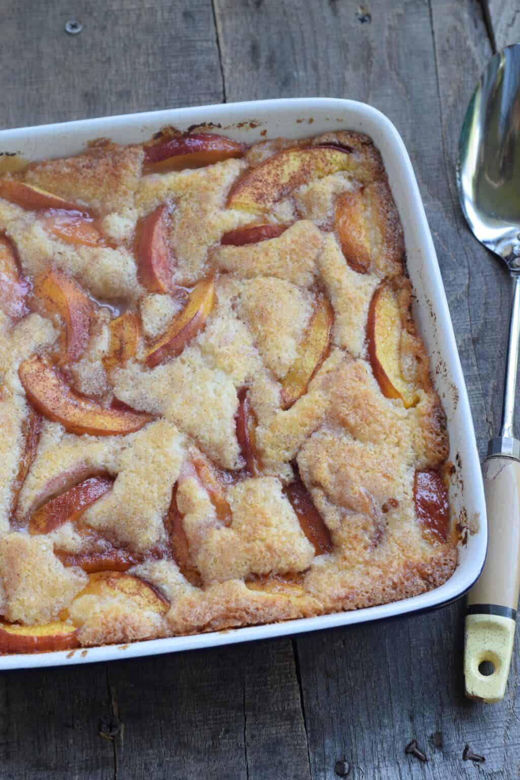 Easy Cinnamon Sugar Nectarine Cobbler - Grits and Gouda