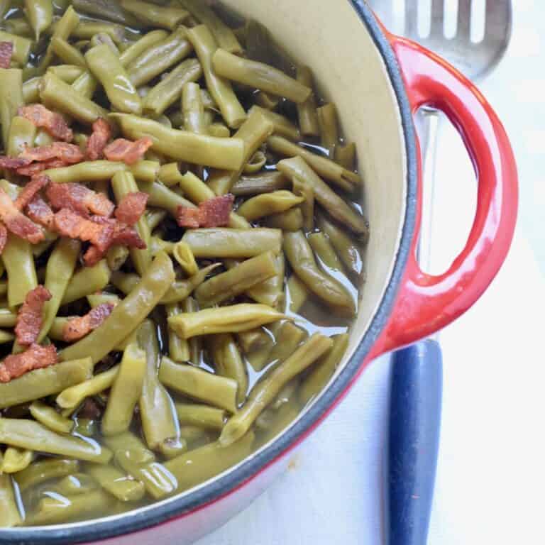 Easy Fresh Green Beans with Bacon - Grits and Gouda