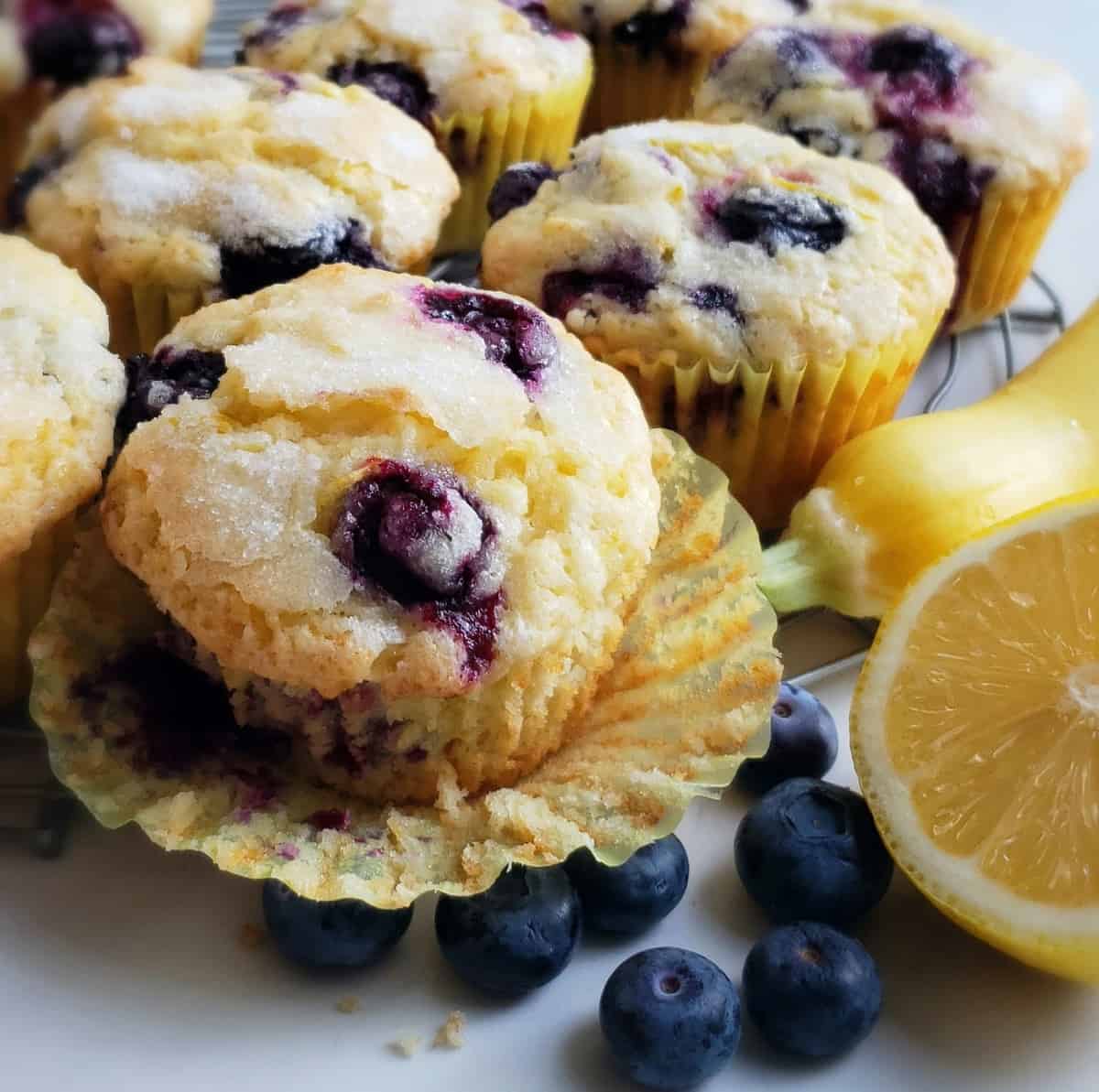 One-Bowl Lemon Blueberry Yellow Squash Muffins - Grits and Gouda