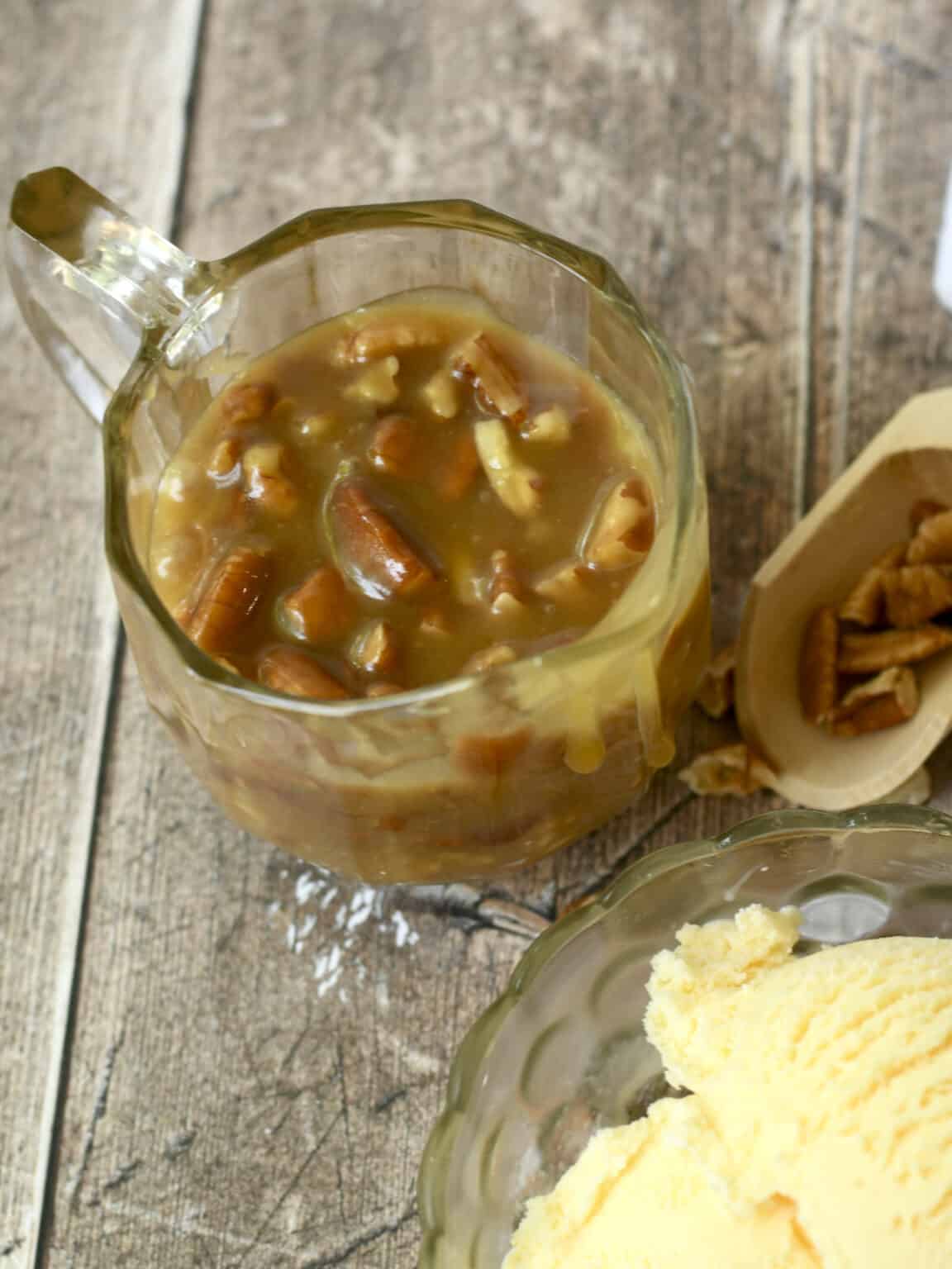 Easy Pecan Praline Sauce - Grits and Gouda