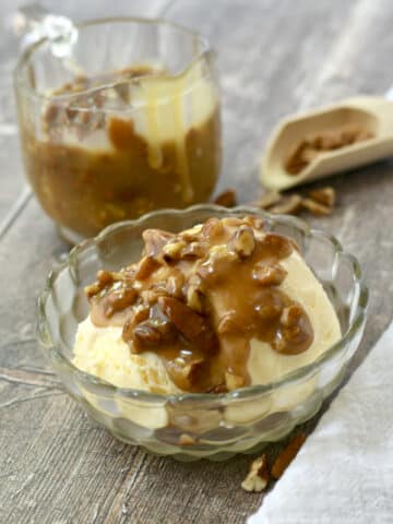 Easy Pecan Praline Sauce - Grits and Gouda