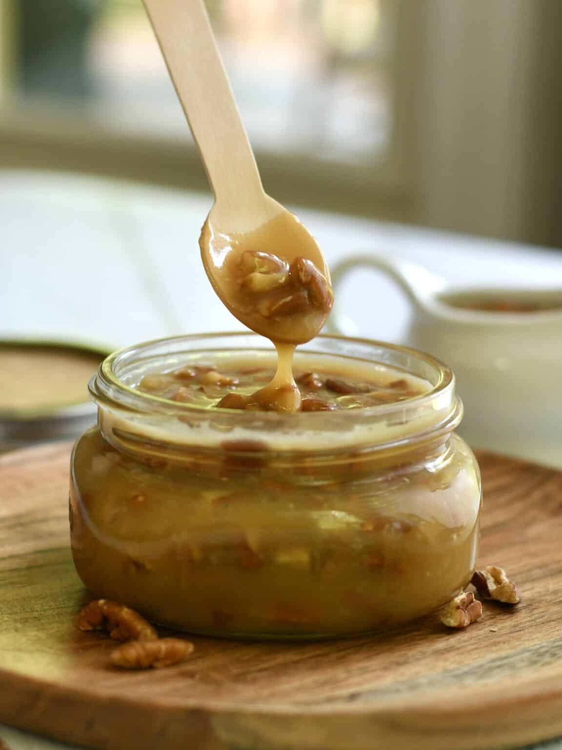 Easy Pecan Praline Sauce - Grits and Gouda