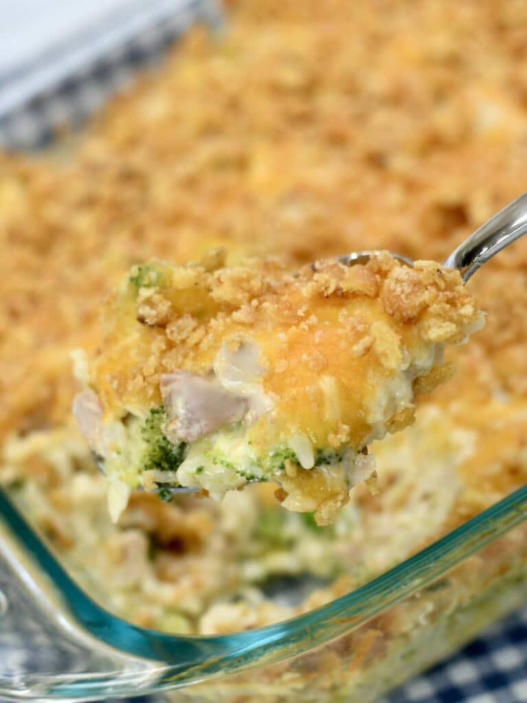 Cheesy Chicken Broccoli and Rice Casserole - Grits and Gouda