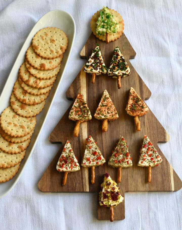 Easy Christmas Cheese Trees - Grits and Gouda