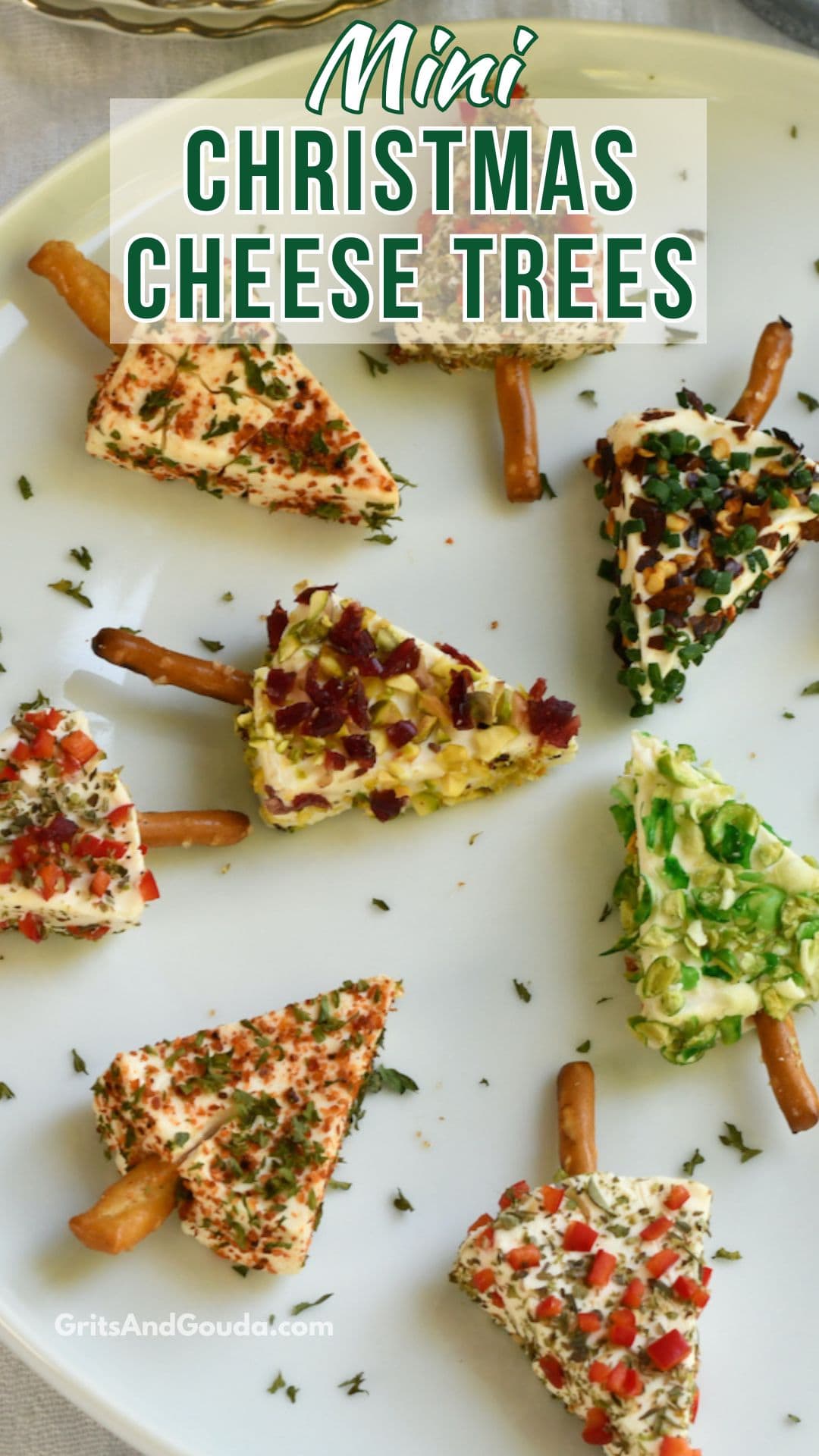 Easy Christmas Cheese Trees - Grits and Gouda